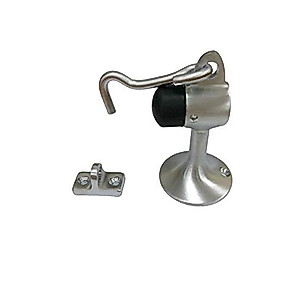 QCAA Solid Brass Door Stop, 3-15/16" Height, Satin Chrome, 1 Pack