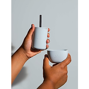 Avanchy Silicone La Petite Essential Collections Gift Set Black - Includes Mini Silicone Bowl, Silicone Cup, and Bamboo Baby and Infant Spoons - Baby Food Set - Baby Shower Gifts