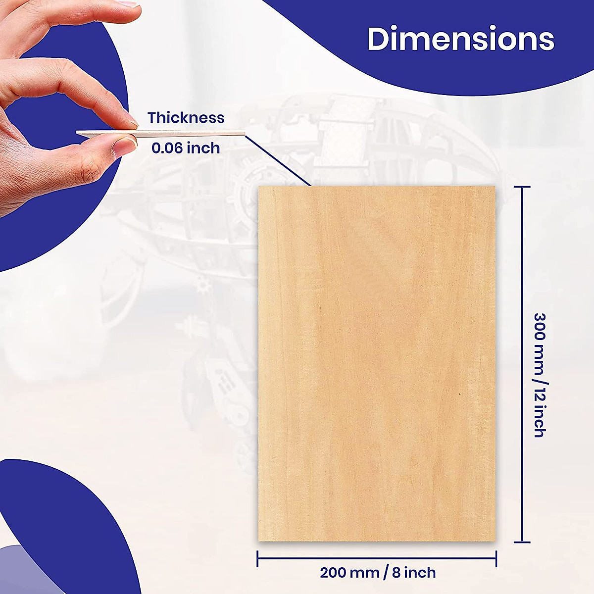 Unfinished Wood Pieces, Basswood Sheets Plywood Sheets for Crafts,Perfect for DIY Projects Painting Drawing Laser Wood Engraving Wood Burning and CNC Cutting (Yellow, 12in*8in*1/16in)