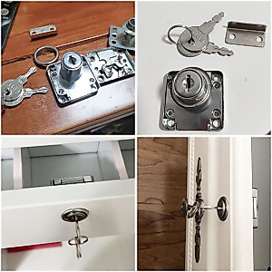 ITROLLE 8PCS Metal Reliable Efficacy Angled Drawer Lock Strike Plate Angled Drawer Lock Strike Plate for Door Panels Home Office Cabinet Cupboard Drawer with Screws