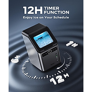 Silonn Nugget Ice Makers Countertop - 44lbs per Day Ice Machine with Self-Cleaning, Timer Pebble Ice Maker with Soft Chewable Ice, One-Click Operation Ice Machine, Stainless Steel