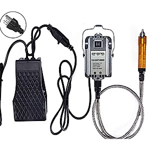 VOTOER 1200W Flex Shaft Grinder Rotary Tool Electric Hanging Carver, Forward and Reverse Rotation, Metalworking Jewelry Repair Kit, Foot Pedal Control, Metal Flexible Shaft, with Spare Inner Shaft