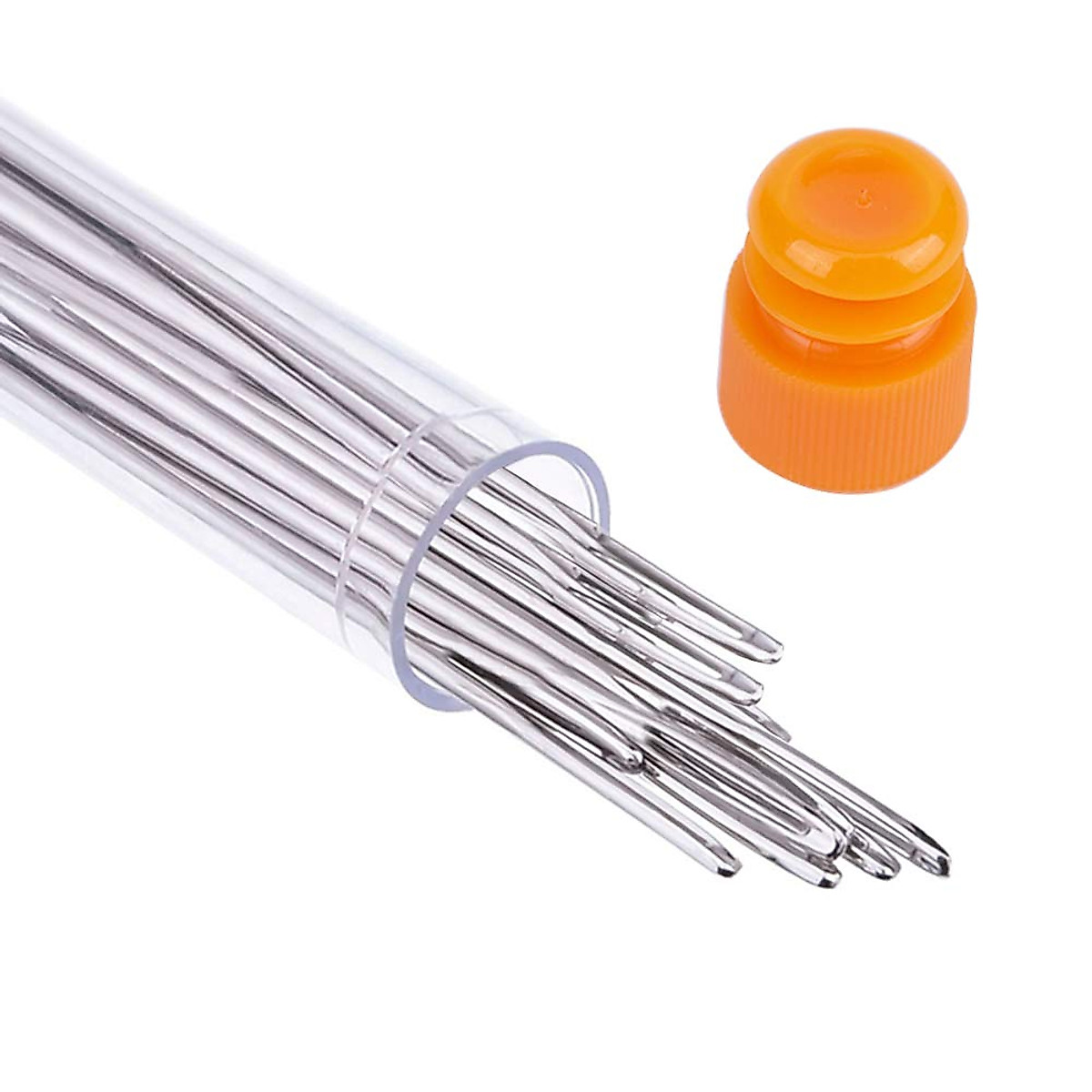 23 PCS Large Eye Sewing Needles, 2.36in Sewing Sharp Needles, Leather Needle Embroidery Thread Needle, Stainless Steel Yarn Knitting Needles with a 3.3in Plastic Bottle