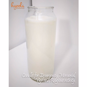 Hyoola 9 Day White Prayer Candle in Glass Jar- 3 Pack - Memory Candle for Religious, Memorial, Vigil and Emergency - 100% Vegetable Oil Wax