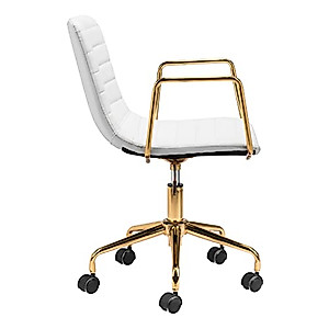 Zuo Modern - Eric Office Chair White & Gold - Modern - Seating - Steel, Foam, 100% Polyurethane - Indoor - 35.4in Height