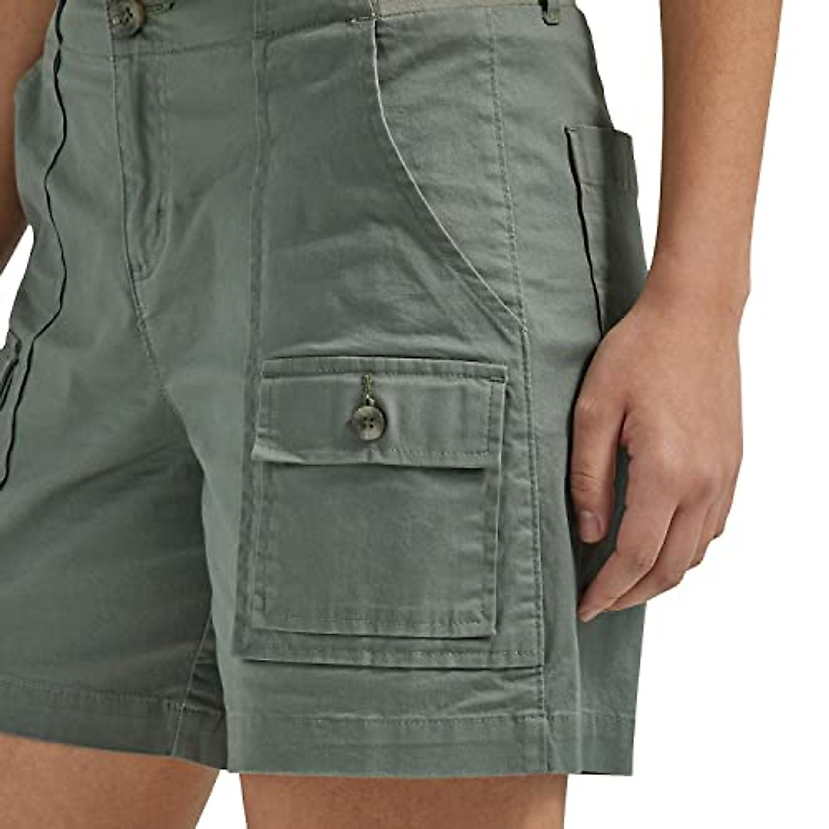 Lee Women's Flex-to-Go Mid-Rise Relaxed Fit 6" Cargo Short, Fort Green