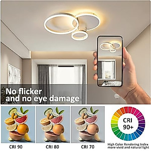KAUCQI Dimmable Lighting Fixtures Ceiling, Modern Ceiling Light of 3000K-6000K with Remote Control, Led Lights 54W 5400lm for Living Room, Kitchen, Hallway Lamparas de Techo Modernas