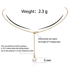 Cowlyn Y-Shaped Necklace 18K Gold Dainty Pearls Pendant Drop Long Chain Jewelry for Women