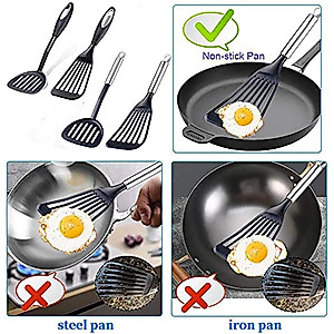 2Pack Nylon Fish Spatula, KSENDALO Slotted Egg Spatula with Stainless Steel Hollow Handle for Frying Flipping, Turning