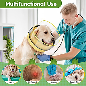 ipetstation Inflatable Dog Cone,Adjustable Comfy Alternative to Dog Donut Collar after Surgery, Dog Cone Collar for Small Medium Large Dogs with Removable Cover,Dual-Sided Pattern,Waterproof Fabric(L)