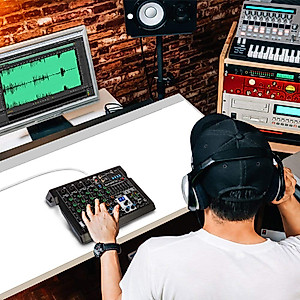 8-Channel Mixer 99 Effects 7 Band EQ Bluetooth Studio Audio Mixer for PC Recording Input, XLR Microphone Jack, 48V Power, for Professional and Beginners-Bomaite B8, Black