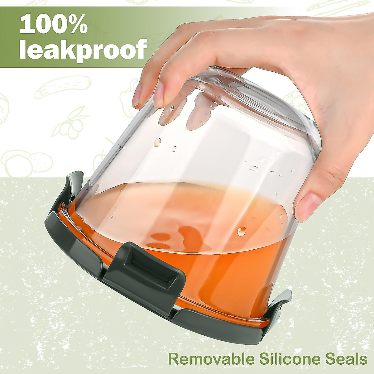 Glass Soup Container with Lid, 3-Cup Glass Soup Meal Prep Bowl with Lid, Glass Food Freezer Storage Container for Soup Tupperware Microwavable, Dark Green 1 Pack