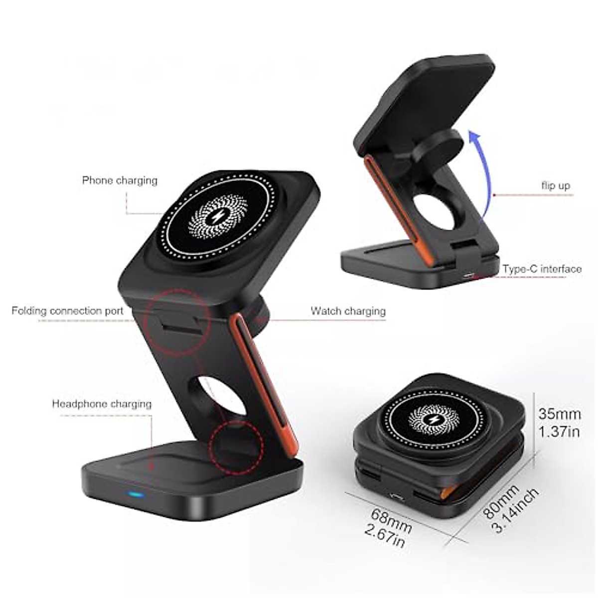 BUBEYYIE Fast Wireless Charger 10W Charging Stand Compatible with iPhone 14 13 12 11 Pro XR XS X 8 Plus Samsung Galaxy S22 S21 20 S10 Note 20 10 Google LG and Other Cell Phones (Black)