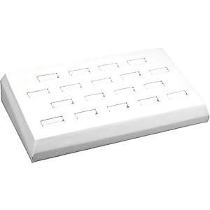 FindingKing 18 Ring Tray White Leather Jewelry Showcase Display Box