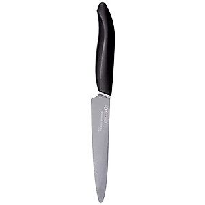 Kyocera Advanced Ceramic Revolution Series 5-inch Micro Serrated Tomato, Utility Knife, Black Blade