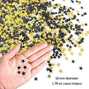 Star Confetti Black Gold Shiny Table Confetti for Wedding Party Holiday Seasons Decorations DIY Crafts 50g (About 4100 Pcs)