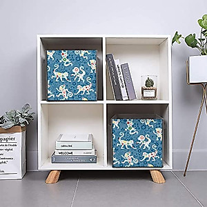 Monkey Garden Flowers Collapsible Storage Bins Cubes Organizer Trendy Fabric Storage Boxes Inserts Cube Drawers 11 Inch
