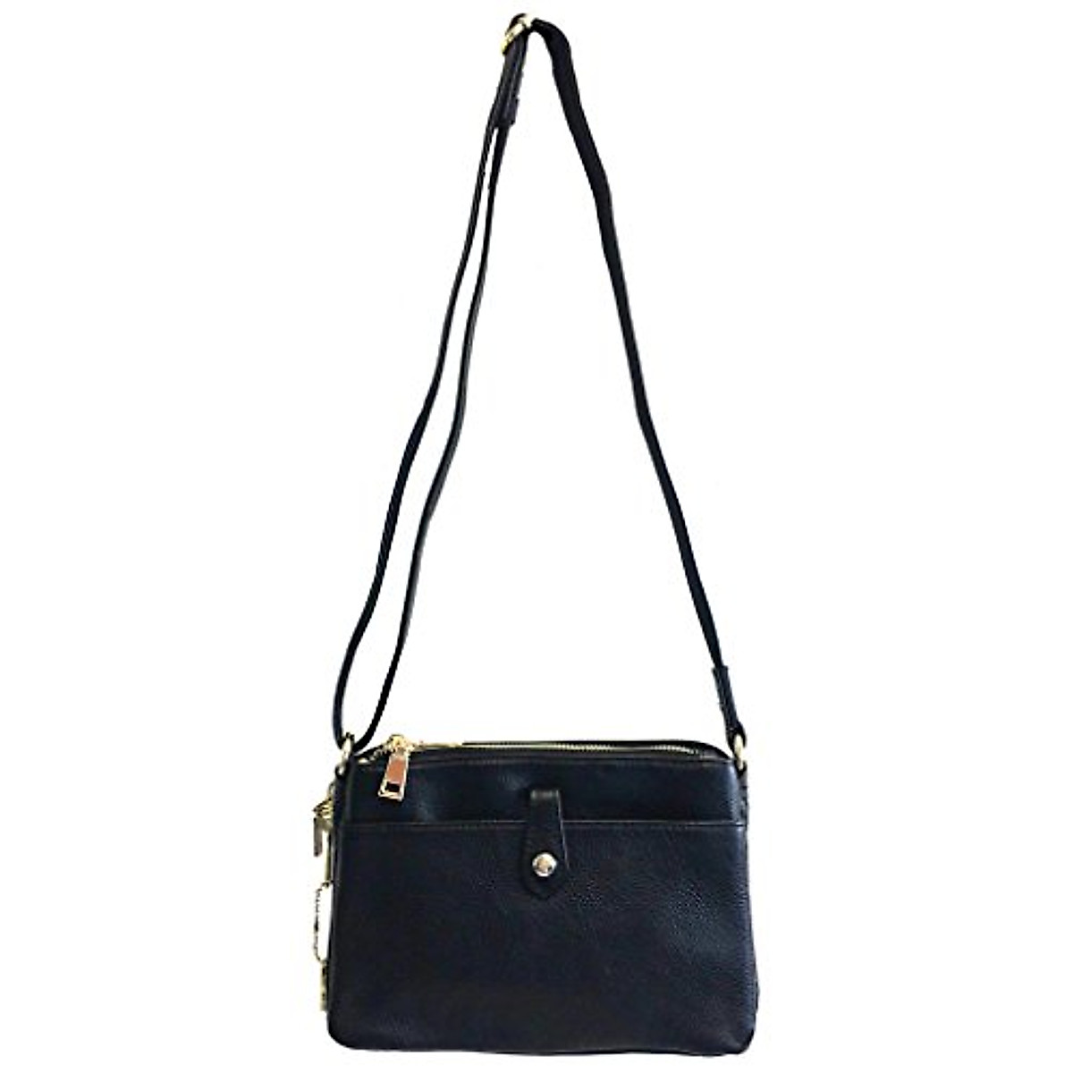 Compact Genuine Leather Concealed Carry Purse, Shoulder or Cross-Body, CCW, Black