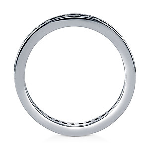 BERRICLE Sterling Silver Wedding Rings Channel Set Cubic Zirconia CZ Eternity Ring for Women, Rhodium Plated Size 8