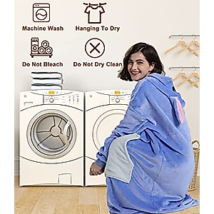 Animal Wearable Blanket Sweatshirt Unisex Oversized Animal Hoodie Blanket Thick Warm with Giant Pocket