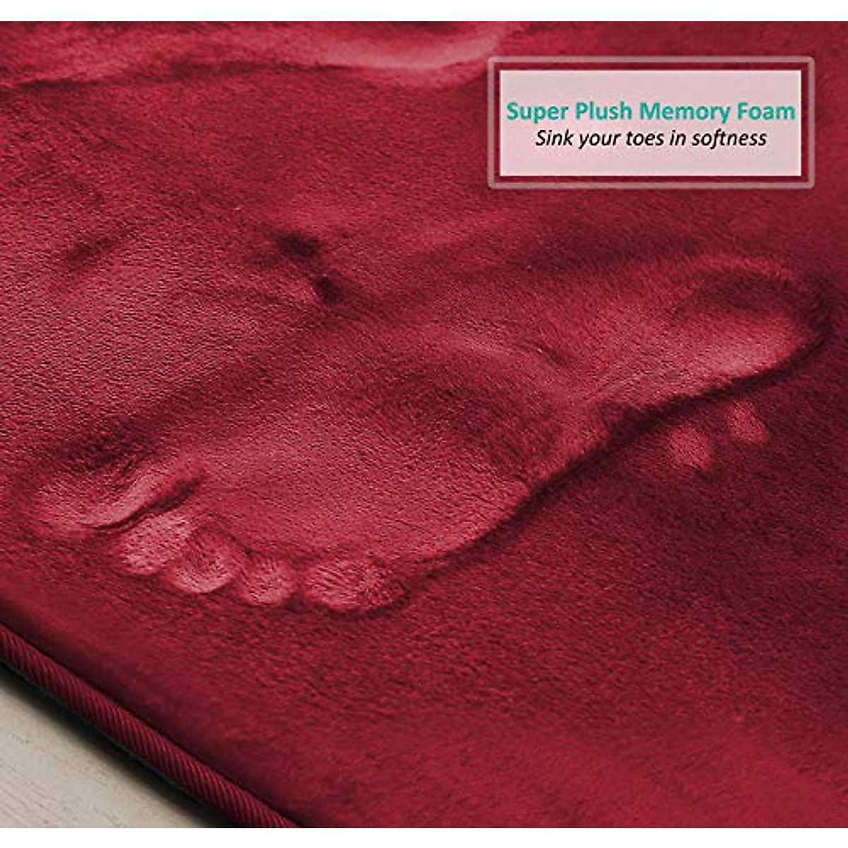 Clara Clark Bathroom Rugs, Ultra Soft Plush Bath Mat for Bathroom, Non-Slip, Velvet Memory Foam Set of 2 Bath Rugs, 17 x 24, Solid Burgundy Red