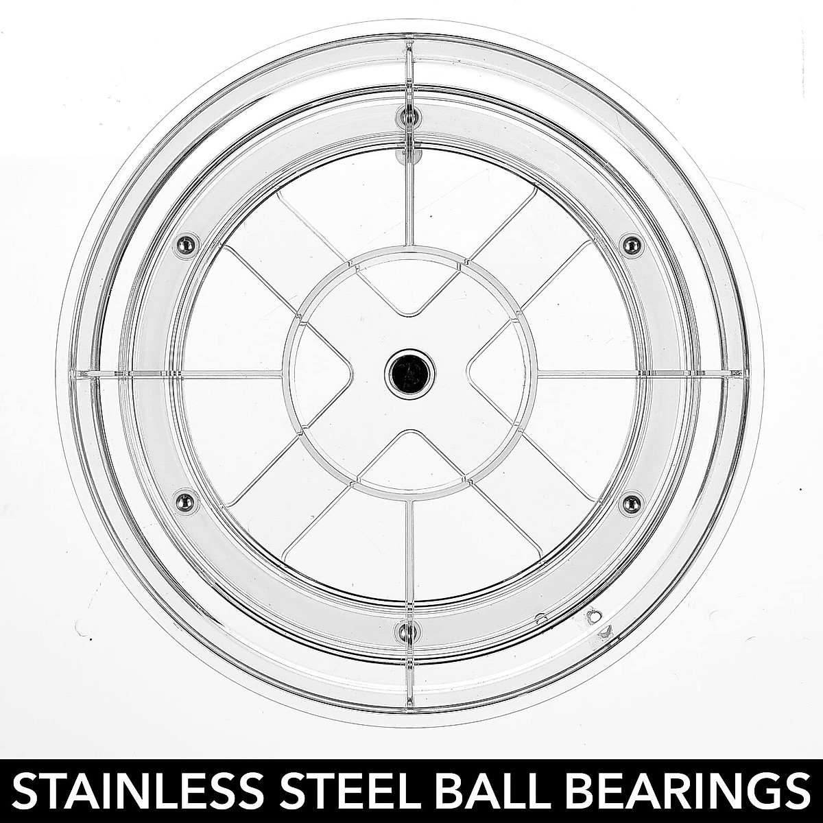 mDesign Lazy Susan Turntable Divided Plastic Spinner for Kitchen Pantry, Fridge, Cupboard, or Counter Organizing, Fully Rotating Organizer for Tea Bags, 9" Round - Lumiere Collection - Clear