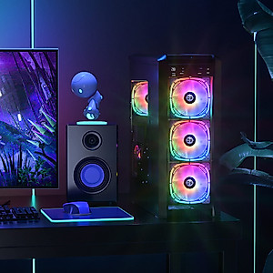 DS Addressable RGB 120MM LED Fans with Controller for White PC Case, White CPU Cooler, White Radiators System (RGB Fans 6 Pack, G Series)