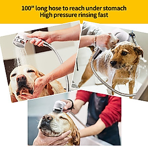 Dog Shower Attachment, Pet Shower Sprayer for Pet Bathing and Dog Washing, Including Brass Shower Head Diverter Valve + Handheld Shower Head + Shower Hose + Holder, Sprayer Kit for Hair Washing