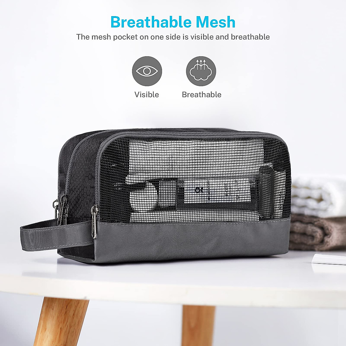 Gonex Travel Toiletry Bag Nylon, Dopp Kit Shaving Bag Toiletry Organizer Black