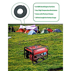 10 Feet 3/16 Inch ID Fuel Line for Kawasaki Kohler Briggs & Stratton Honda Predator Champion Generac Small Engines Mini Bike ATV Generator w/ 20 Clamps