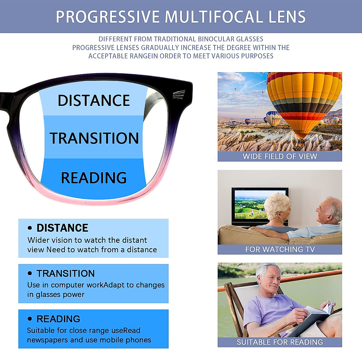 Sumkyle 3 Pack Progressive Multifocal Reading Glasses for Women Men Blue Light Blocking Computer Glasses Spring Hinge Readers(3 Mix C3, 1.50)