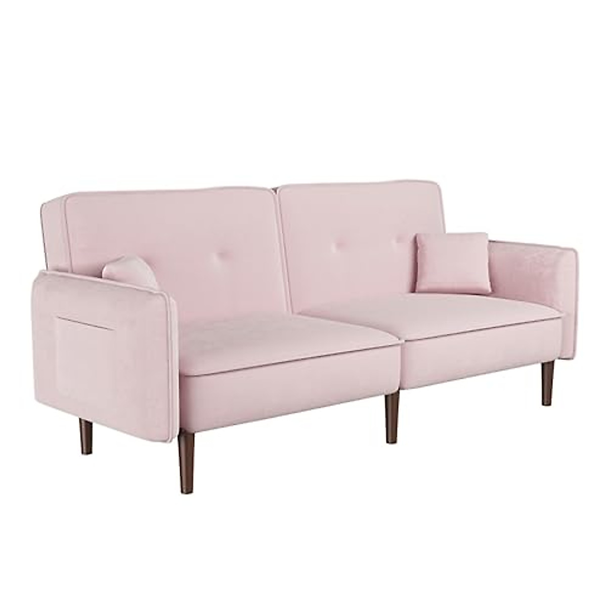 ZSEDP Velvet Sofa Couch Bed with Armrests and 2 Pillows for Living Room and Bedroom