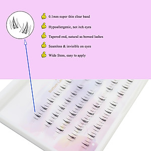 Bottom Lash Clusters DIY Lash Extension TEESTOU 60pcs Lower Individual Lashes Wispy Natural look 7mm Clear Band Wide Stem Under Eyelash Clusters for Daily Makeup (Bottom Lash Extesnion-X02-7mm)