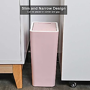 Baffect Small Trash Can with Lid Waste Basket Bathroom Garbage Can Dorm Room Essentials for Bedroom, Office, College-2.1 Gallon (Pink)