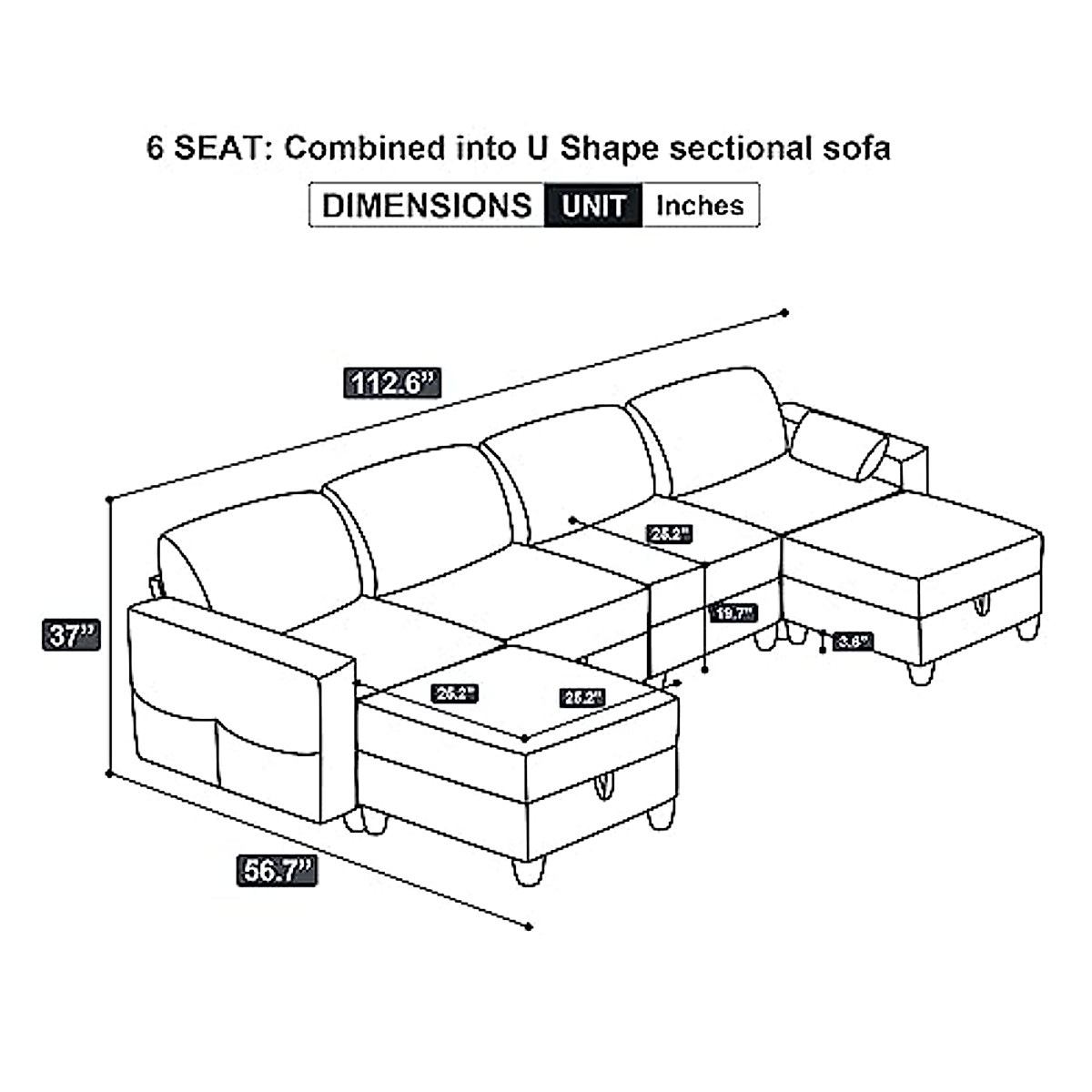 FANYE Oversized Modular Sectional Sofa with Storage Seats,DIY Free Combine Sofa&Sofabed Reversible Modular&Sectional Convertible to L/U Shaped W/Chaises,Twin XL Sleeper Couch Bed for Living Room