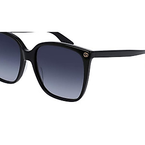 Gucci GG0022S 001 57M Black/Grey Gradient Square Sunglasses For Women+ BUNDLE With Designer iWear Eyewear Kit