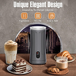 Ovetedot Milk Frother, 4-in-1 Milk Frother and Steamer, 240ml/8.1oz Automatic Hot and Cold Foam Maker, Electric Milk Frother for Coffee, Latte, Cappuccino, Matcha, Hot Chocolate(Gray)