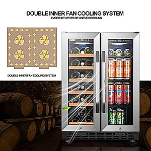 Lanbo Wine and Beverage Refrigerator, Dual Zone Built-in Wine and Drink Center, 18 Bottle and 55 Can
