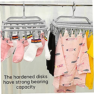 Gcroet Sock Dryer Folding Clothes Drying Rack Rotatable Plastic Underwear Hanger with 32 Windproof Clips Sock Dryer,Sock Hanger,Clothes Drying Hanger,Folding Sock Hanger,Clothes Drying Rack Clips