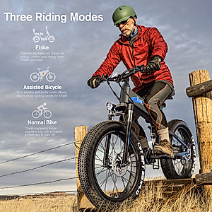TotGuard Electric Bike, 26" x4.0 Fat Tire Electric Bike with 975W Peak Motor, 48V 10.4Ah Removable Battery, Foldable Ebike, 21.6MPH Electric Mountain Bike, Dual Shock Absorbers, 21 Speed