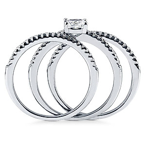 BERRICLE Sterling Silver Solitaire Wedding Engagement Rings 0.6 Carat Cushion Cut Cubic Zirconia CZ Ring Set for Women, Rhodium Plated Size 4.5