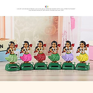 Ztexkee Solar Powered Shaking Head Hula Girl Car Dashboard Decoration Plastic Bobbleheads Solar Dancing Toy Cute Bobble Head Figures for Home Office Desktop Ornaments Car Decor