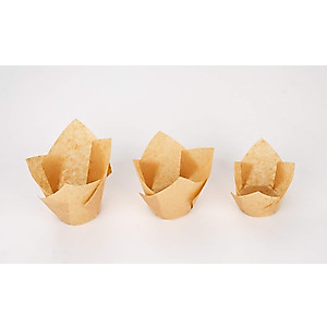 GOLDEN APPLE, 200 Pcs Tulip Cupcake Liner Baking Cup Muffin Tins Cups for Weddings, Birthdays, Baby Showers (Medium, Natural)