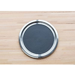 Service Ideas TR1614SR Tray with Top and Bottom Built in Non-Slip Rubber Inserts, 14" Round, Dishwasher Safe, Stainless Steel
