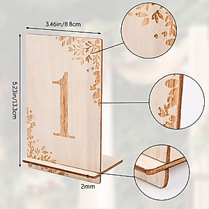 URROMA Wedding Wooden Table Numbers with Wooden Base,1-10 Rustic Wedding Centerpieces for Tables Number Wooden Sign for Party Decor