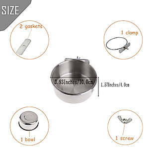 PINVNBY Bird Feeding Dish Cups Parrot Stainless Steel Food Water Dish Perch Stand Platform Paw Grinding Toy Feeder Cage Bowl with Clamp Holder for Budgies Parakeet Macaw Small Animal(5 Pack S)