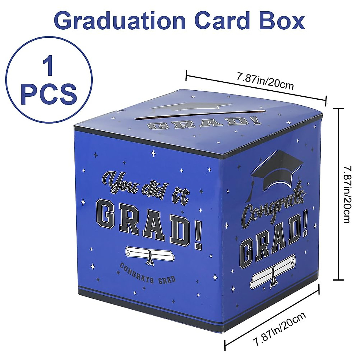 Blue 2024 Graduation Card Box, Card Box for Graduation Party, Graduation Gift Card Box for 2024 Graduation Decorations, Graduation Party Supplies for Class of 2024 High School & College Graduation