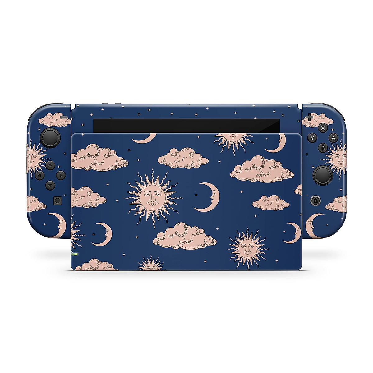 Tacky Design Clouds Skin Compatible with Nintendo Switch Skin Wrap Cover, Sun & Moon Skin for Nintendo Switch Stickers, Premium Vinyl 3M Full Wrap Decal