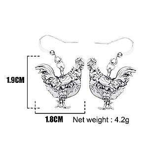 DUOWEI Cute Enamel Chicken Gifts Earrings Dangle Jewelry Accessories for Women Hypoallergenic Charms (Grey)