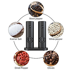 COKUNST Electric Salt or Pepper Grinder, Battery Operated Gravity Sensing Grinder with Light and Switch Button, Automatic Pepper Mill with One Hand Operation Refillable for Kitchen Resturant BBQ